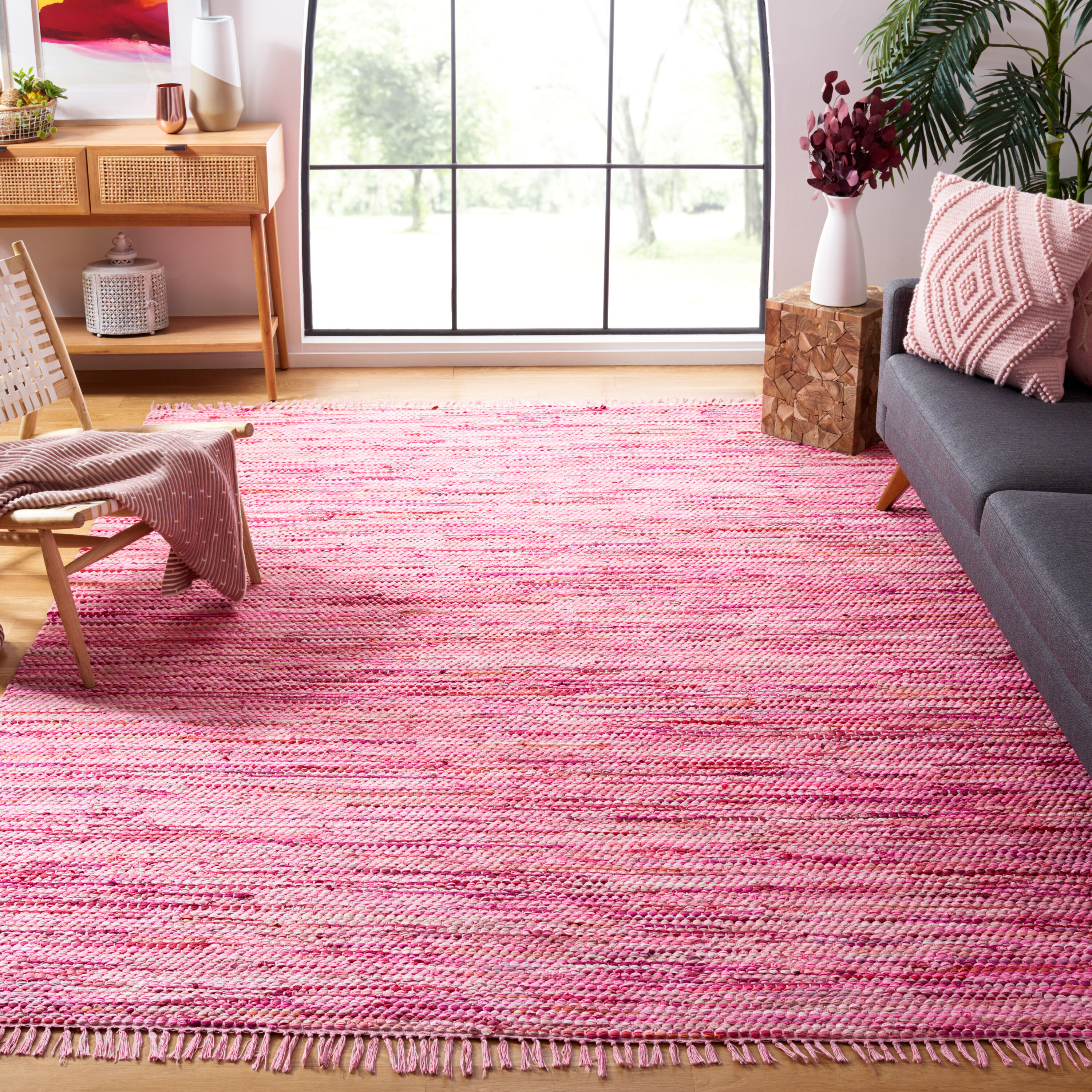 Safavieh Montauk 251 Pink Contemporary 6ft x 9ft Medium Rectangle Rug ...