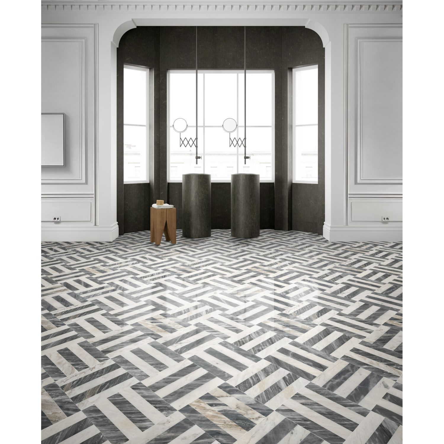 Streamdale Furniture 12x12 White Grey Marble Tile (4pcs/box) in the ...