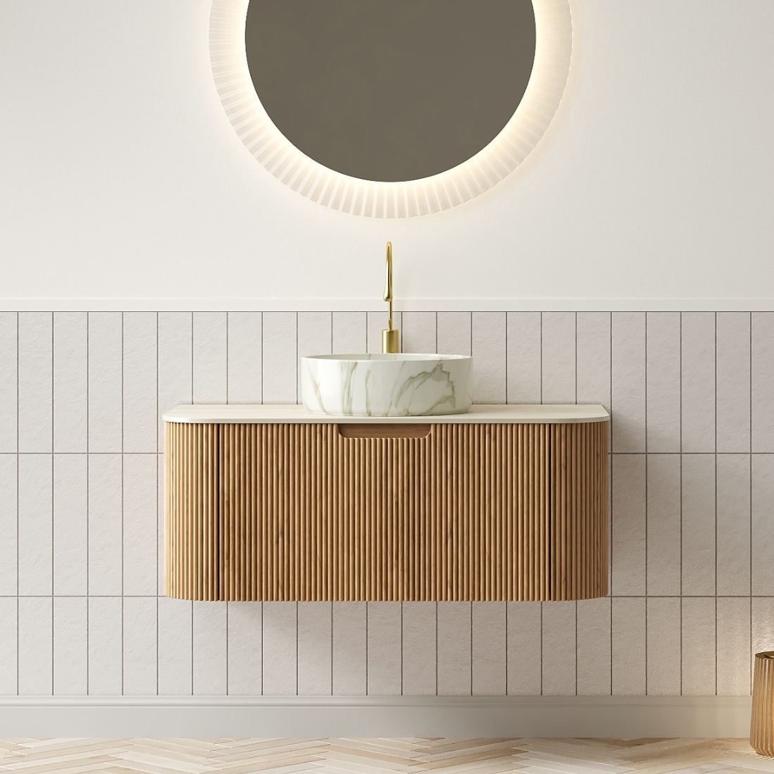 LUXEYARD DINA 36in Bathroom Vanity and Sink Floating Curved Edges ...