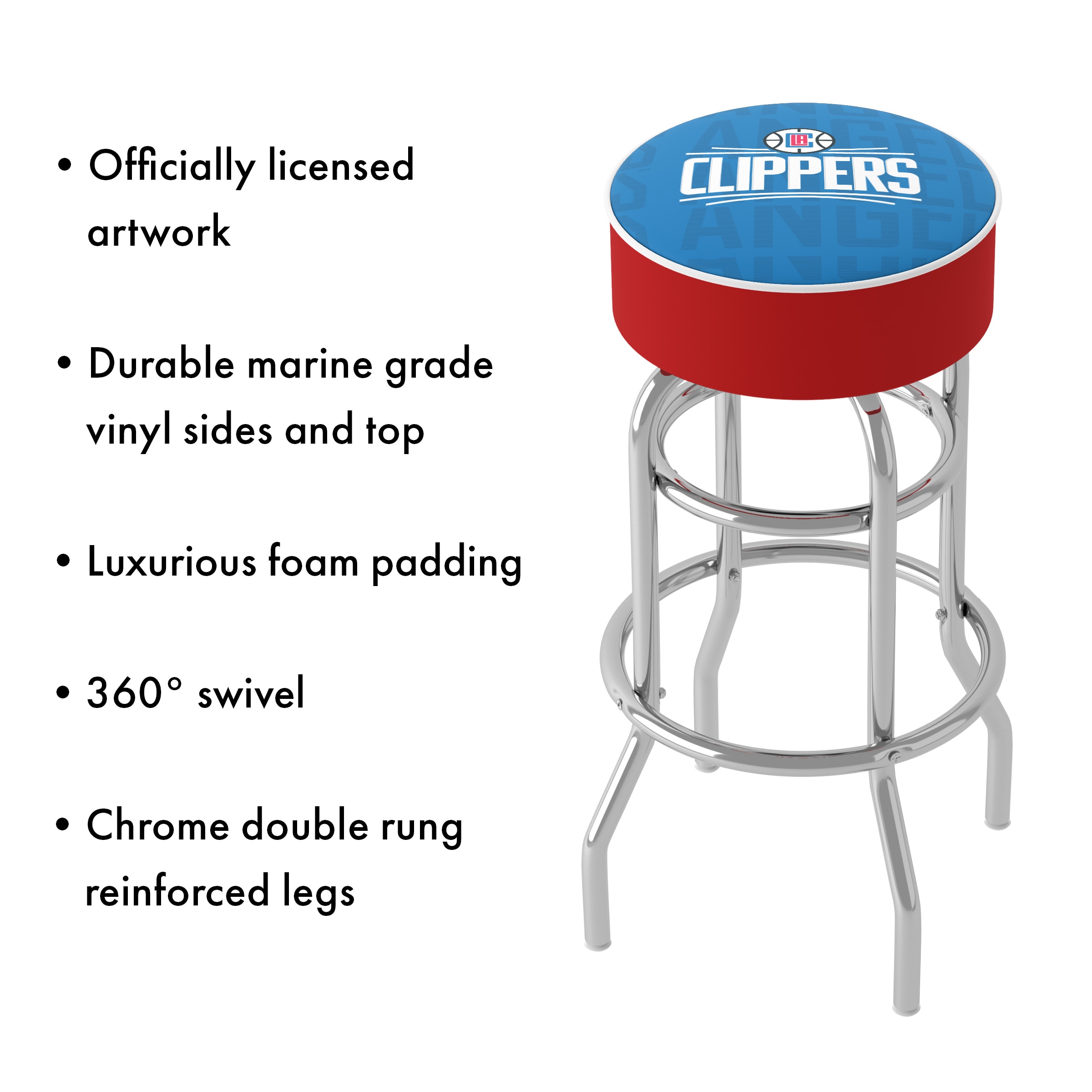 Trademark Gameroom Los Angeles Clippers 5-in H Bar height Upholstered ...