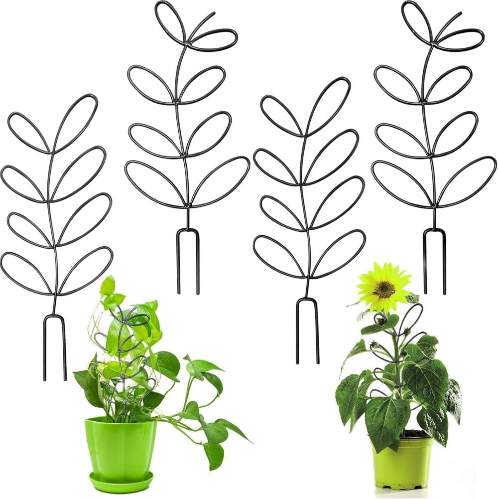 Misopily 4 Pack 12.2 x 4.5 Inch Metal Leaf Trellis for Indoor Potted ...
