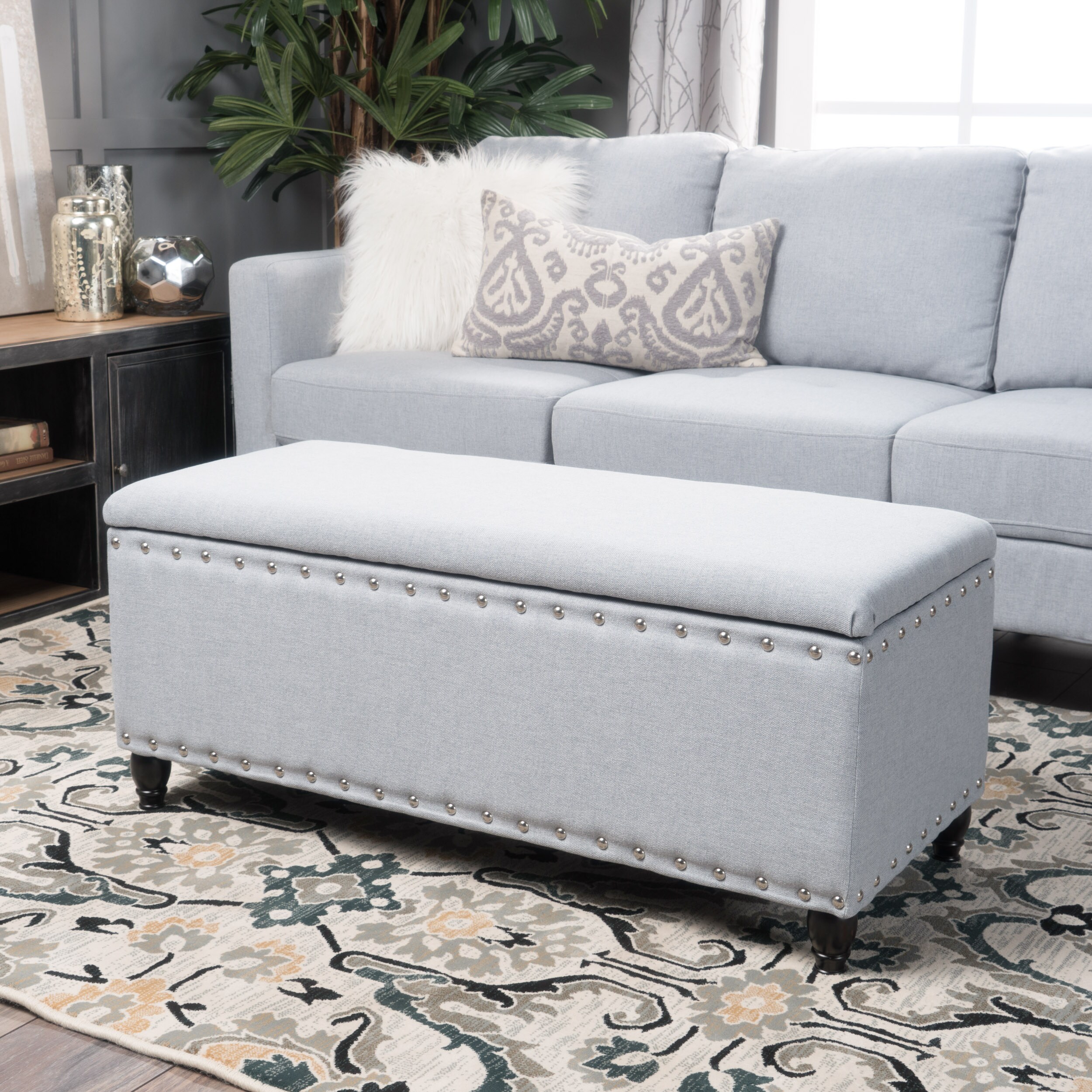 Best Selling Home Decor Modern Light Gray Storage Ottoman in the ...