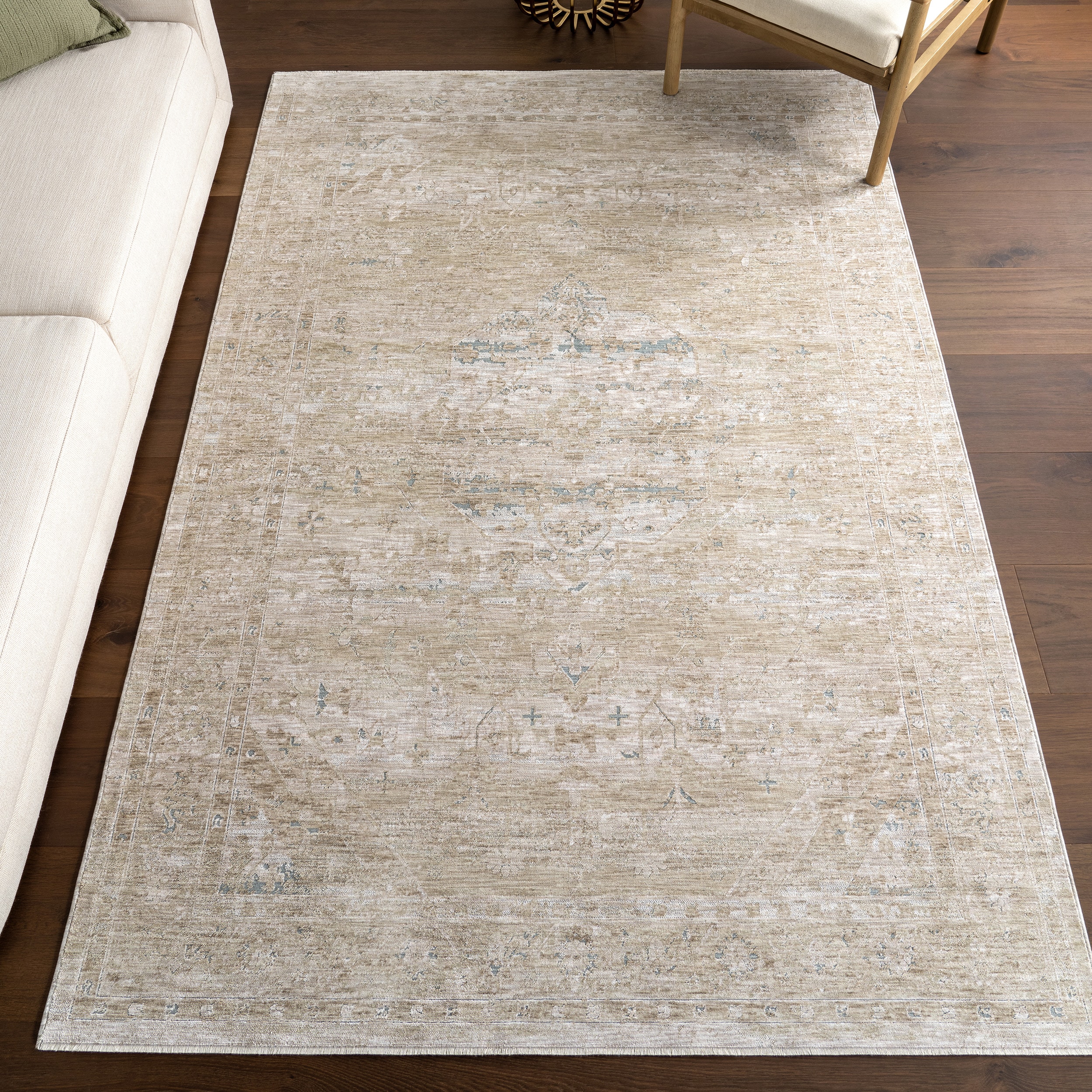 nuLOOM Gwynne Medallion Fringe 10ft. x 14ft. Light Beige Area Rug in ...