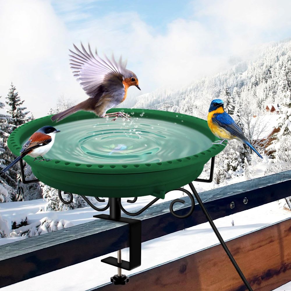 Etokfoks 100W Heated Bird Bath with Thermostatic Control for Deck ...