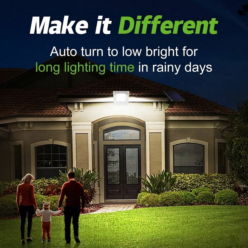 AOIZGMY Solar Flood Light Outdoor 1000 Lumen 40 x 40 ft Coverage Dusk ...