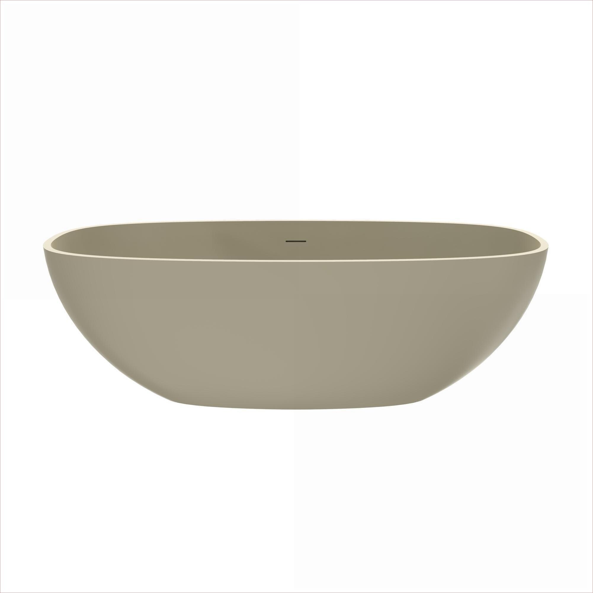 Watnature Soft beige compact freestanding soaking bathtub 66.9 inch ...