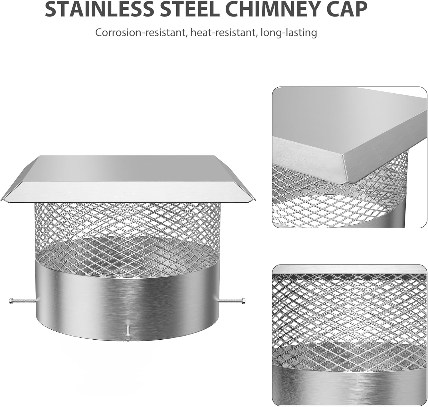 Garvee 12 Inch Chimney Cap 304 Adjustable Stainless Steel Mesh Cover ...