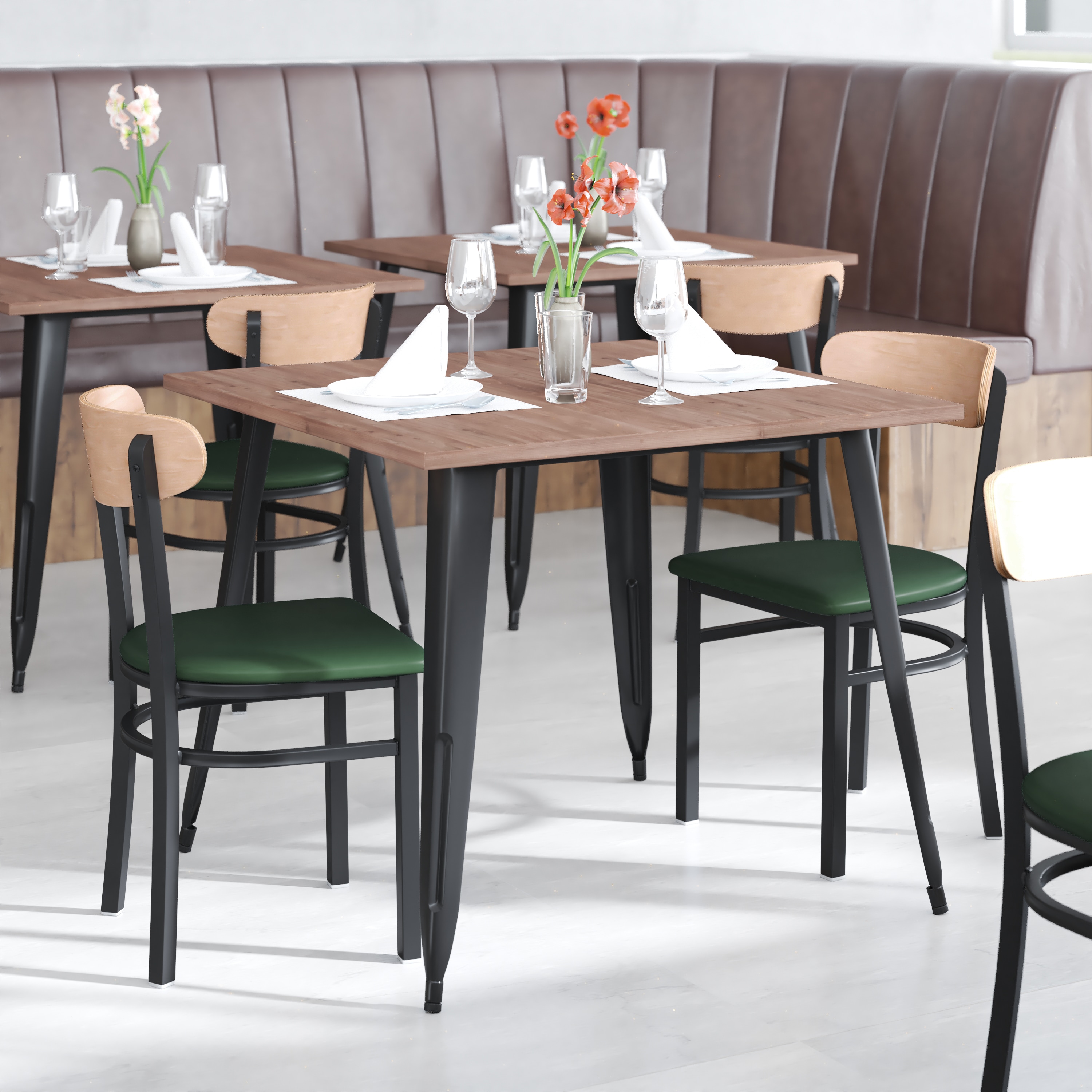 Emma + Oliver Yara Set of Two Industrial Dining Chairs with Black Steel ...
