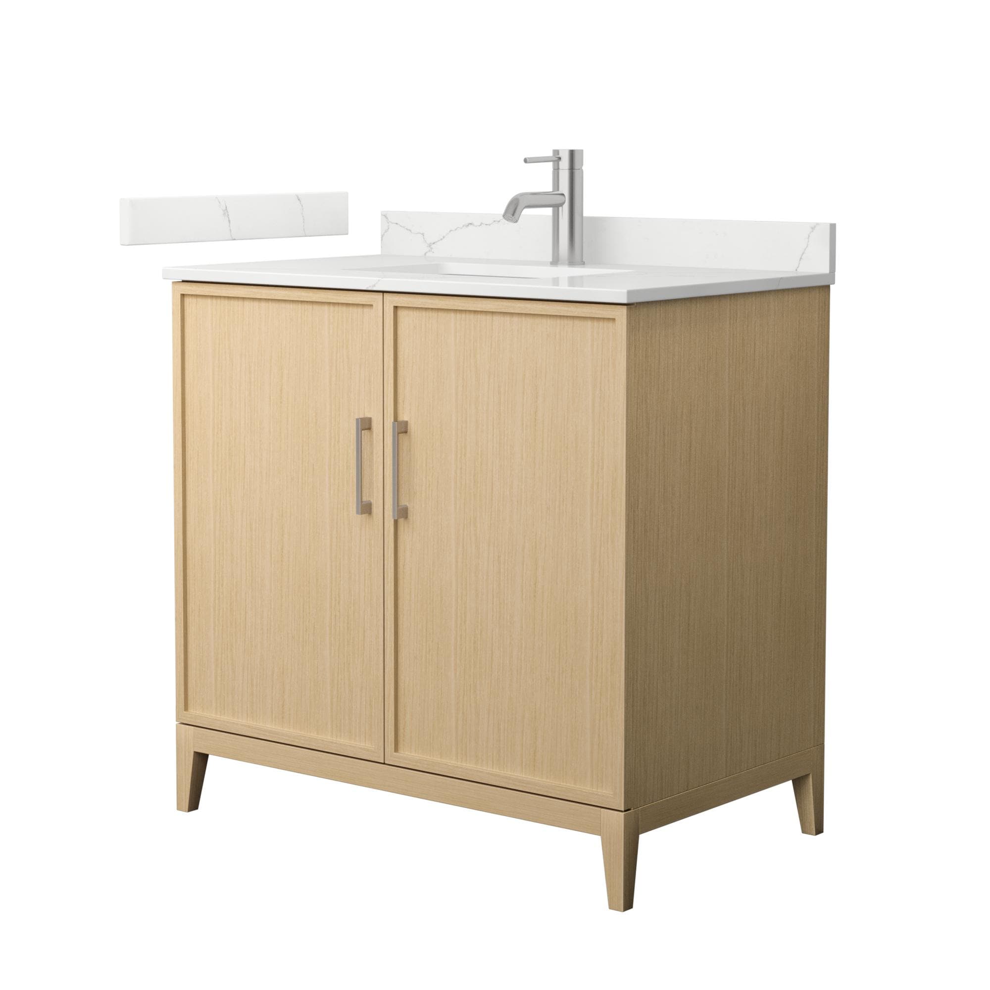 Wyndham Collection Elan 36-in White Oak with Brushed Nickel Trim ...