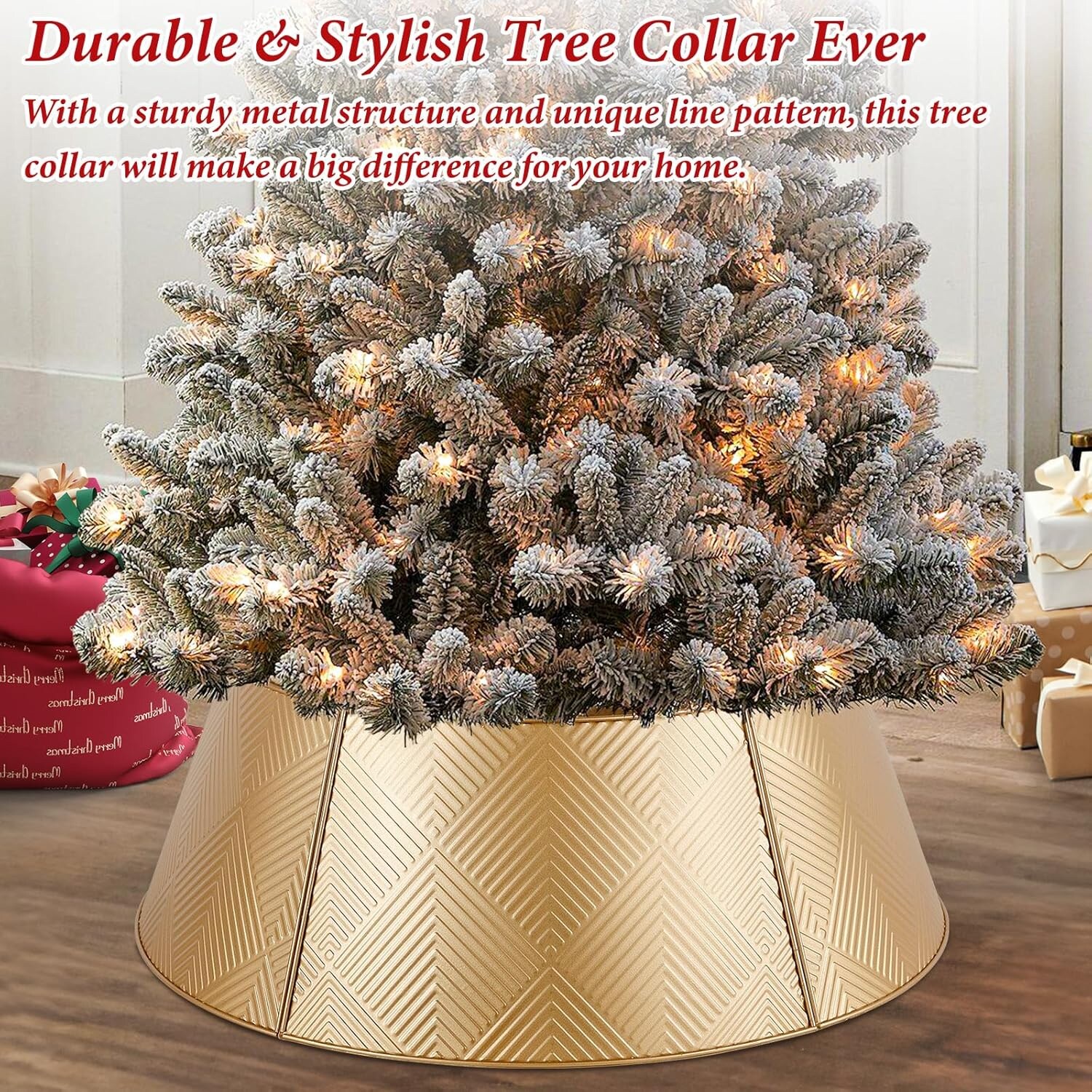 SONGMICS HOME Metal Christmas Tree Skirt ‚Äì 28-Inch Diameter with ...