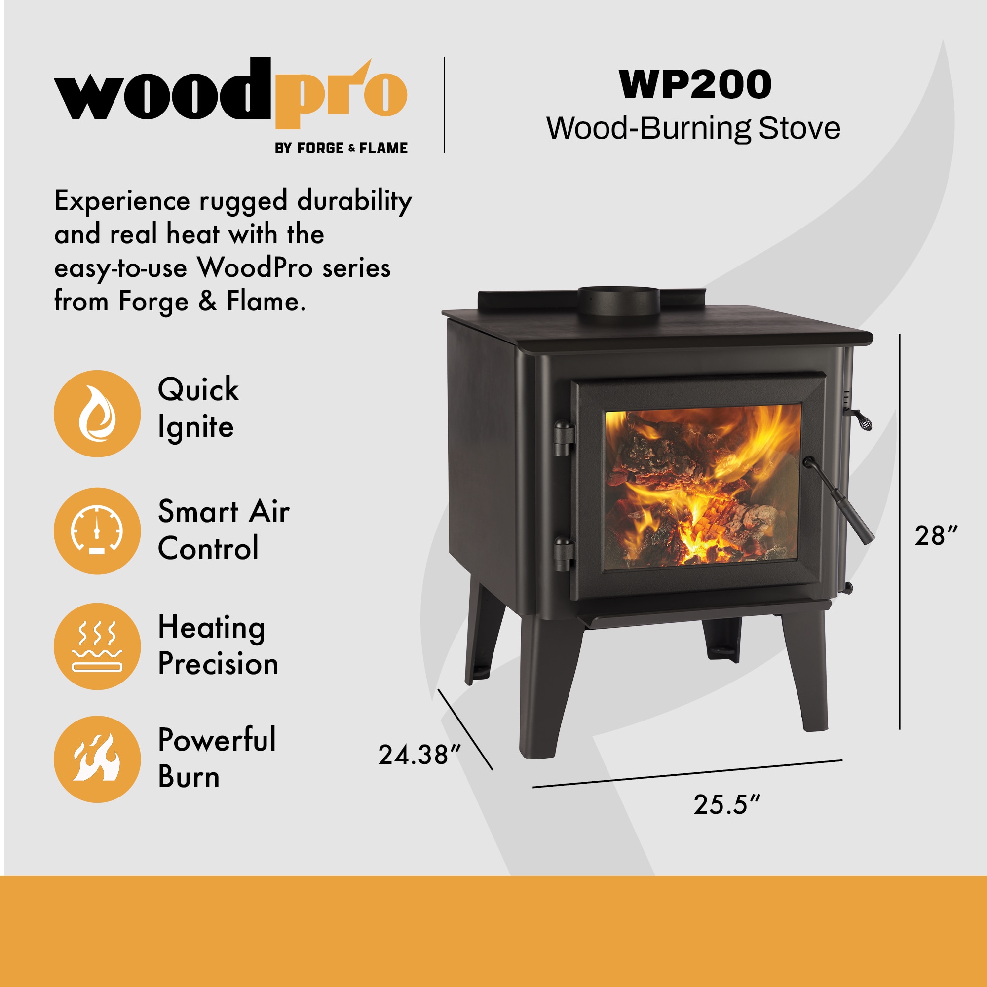 Forge & Flame 2600-sq ft Heating Area Firewood and fire logs Wood stove ...