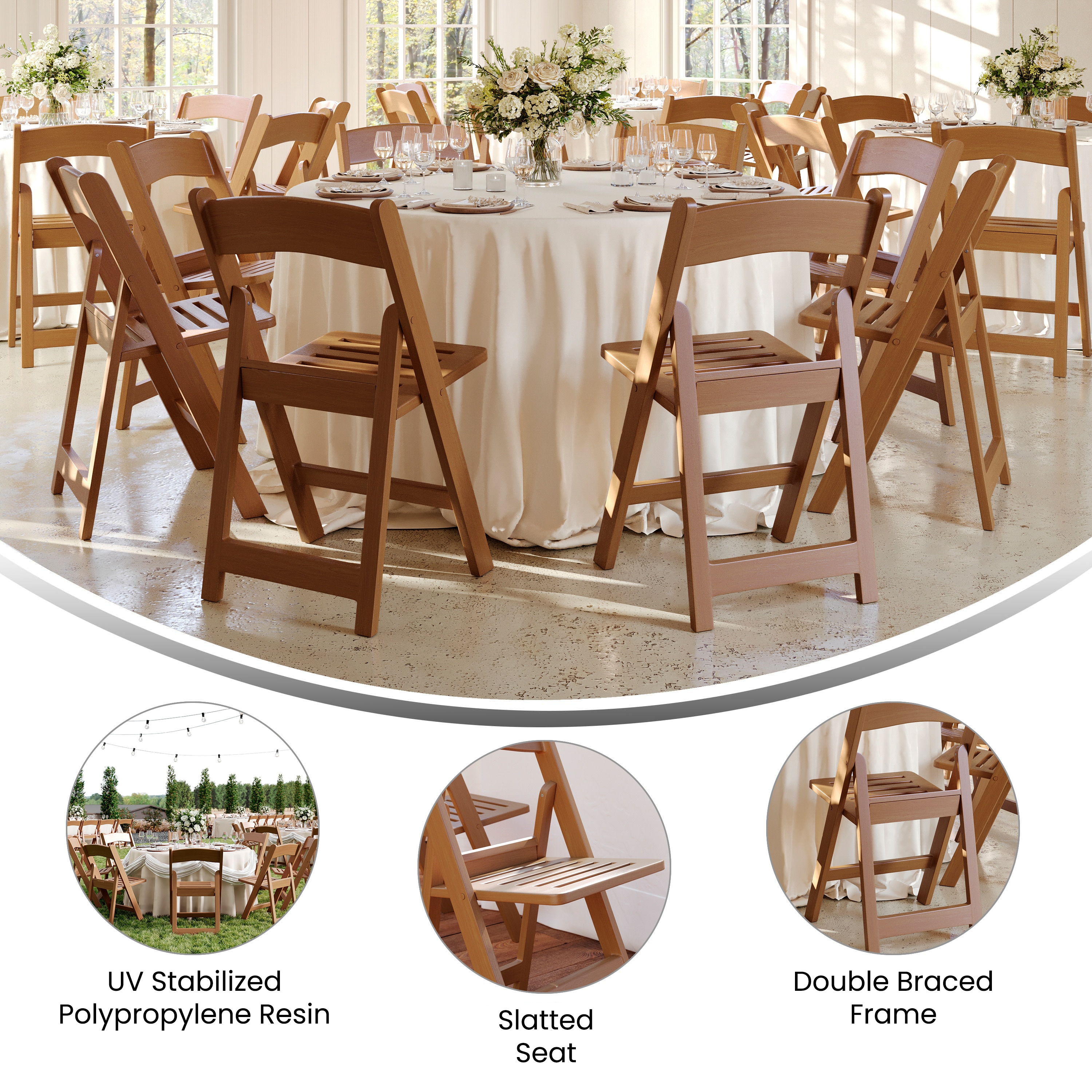 Flash Furniture HERCULES 2 Pack Commercial Chestnut Indoor/Outdoor ...