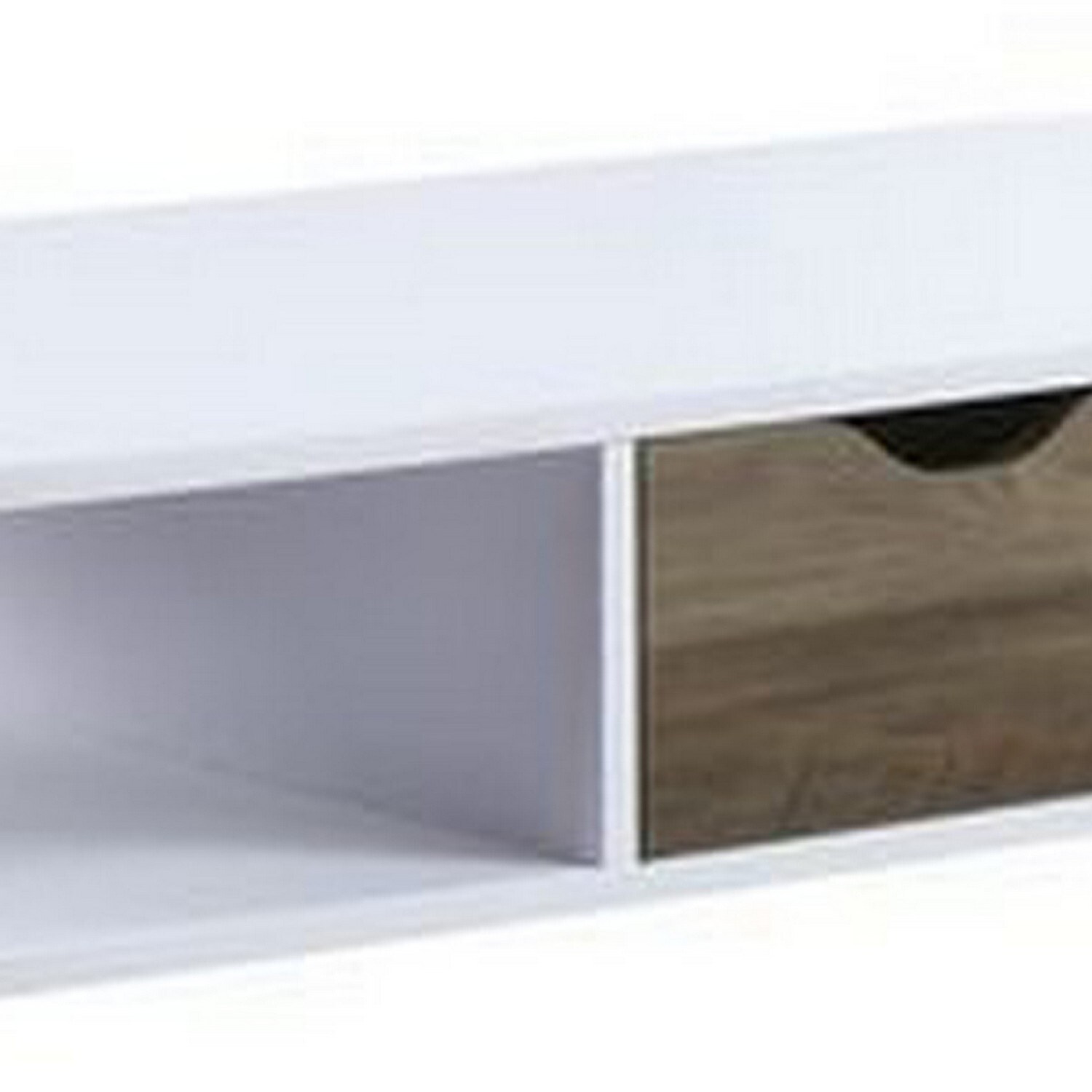Benzara Coffee Table with Melamine Paper Veneer Top and 1 Drawer-White ...