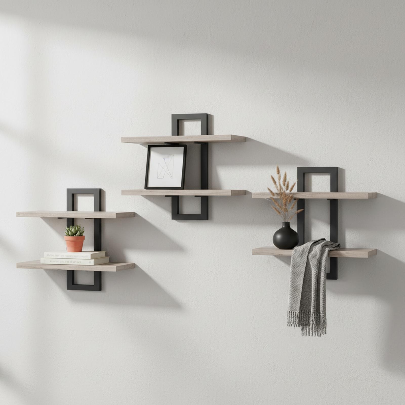 Baginizer Floating Wall Shelves Set Double Layer Storage Sturdy Metal ...