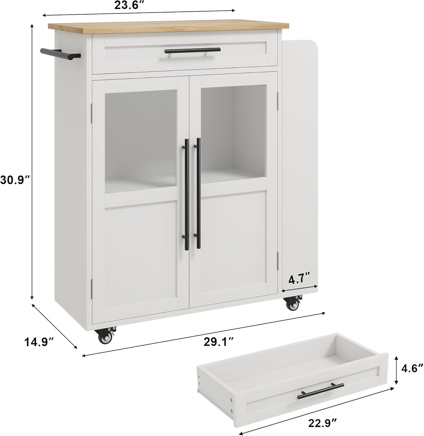 Garvee Mobile Kitchen Island Cart With Storage 360 Rolling Wheels ...
