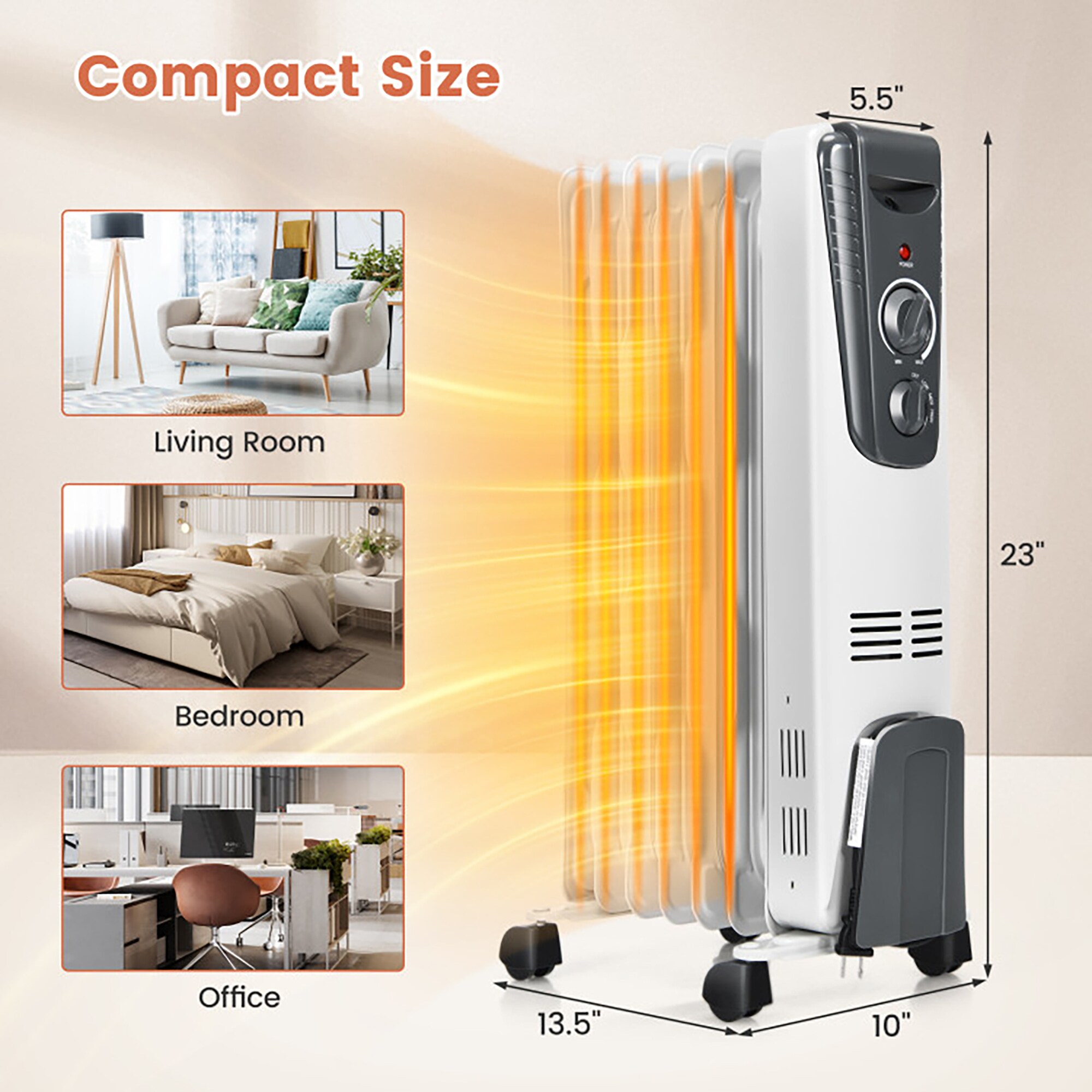 Clihome 1500 -Watt Oil-filled radiant Tower Indoor/Outdoor Electric ...