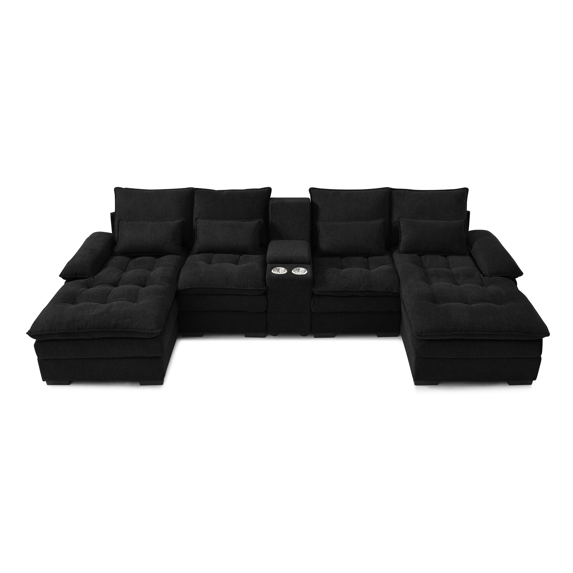 GDFStudio Knox Rook Industrial 130 in. Upholstered U-Shaped Sectional 6 ...