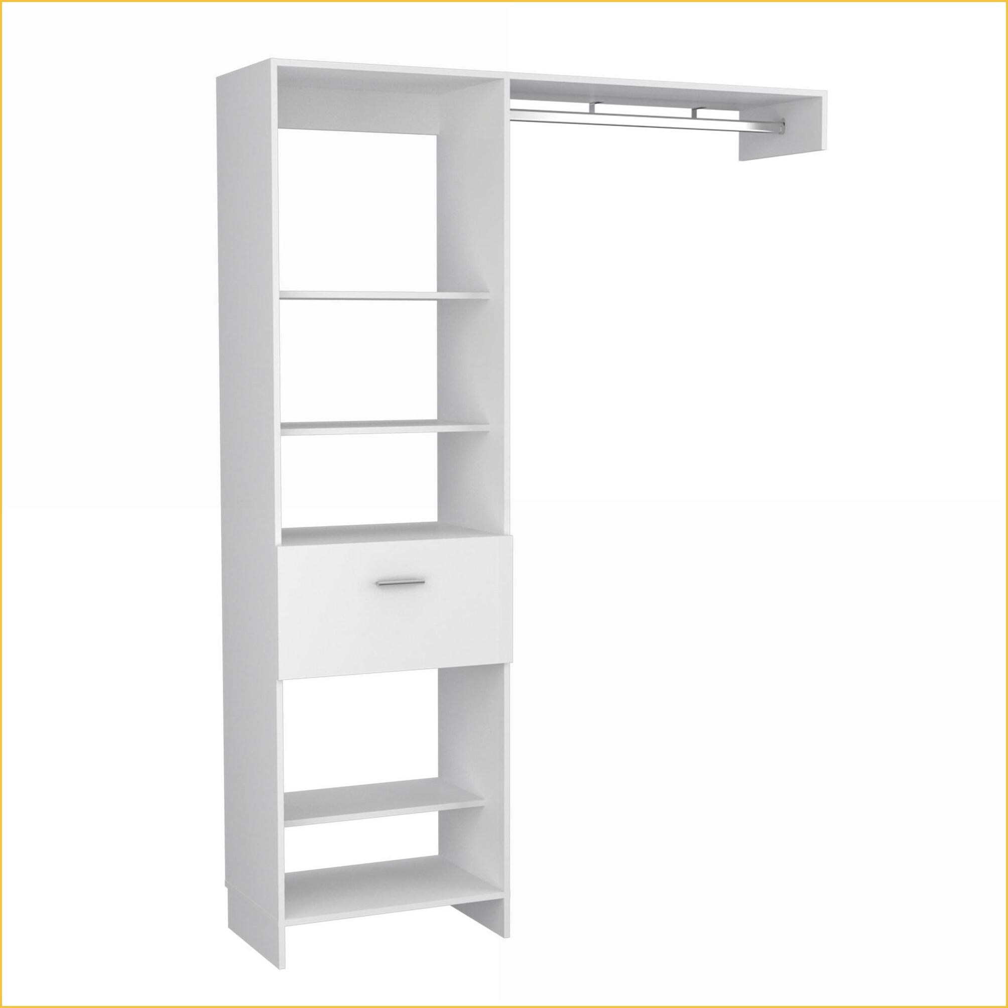 SunJet Hybrid Closet System Five Open Shelves One Drawer Metal Rod at ...