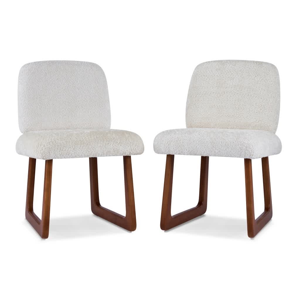 Coolbibila 2 Piece Modern Beige Boucle Upholstered Beige Dining Chairs ...