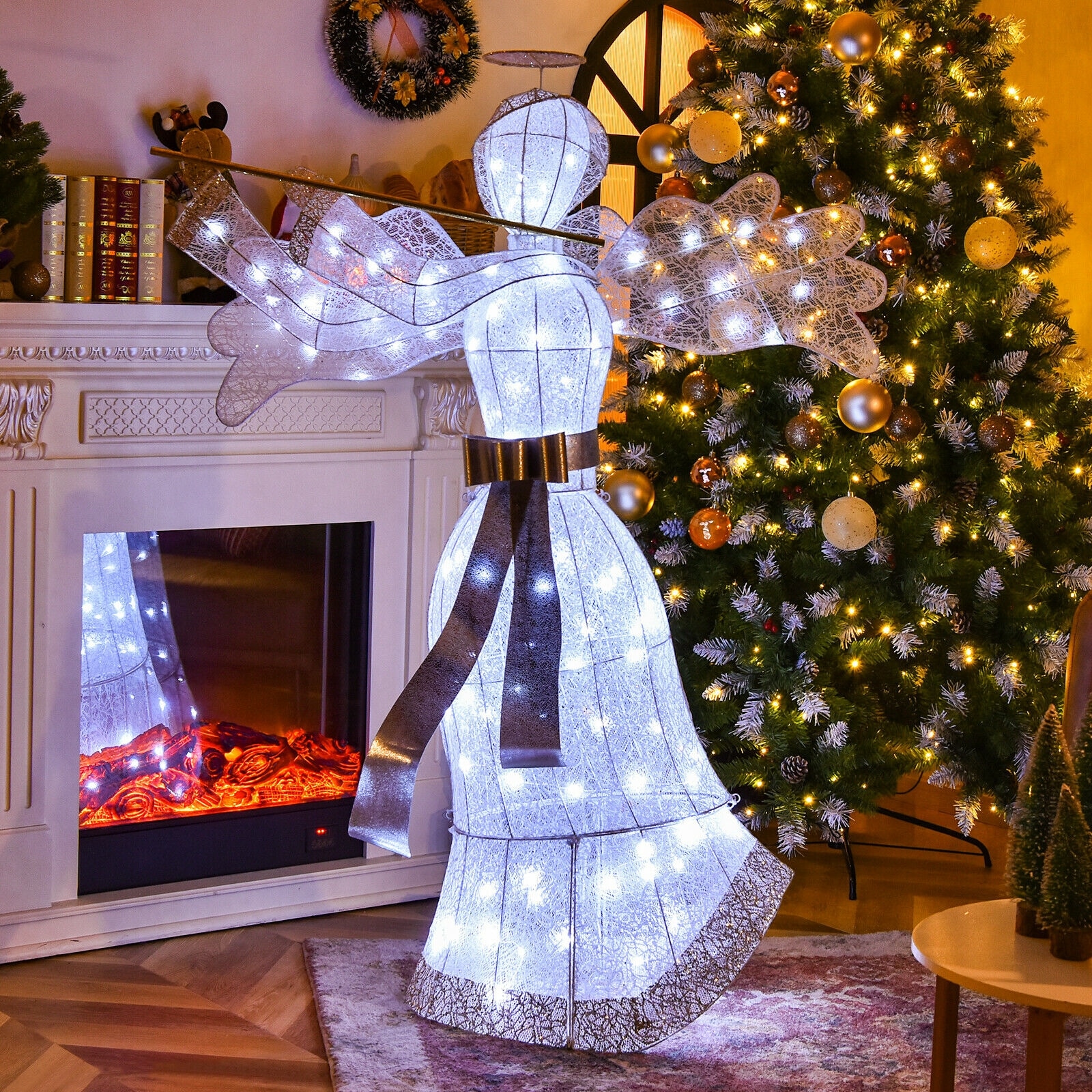 Slickblue Pre-Lit Angel Christmas Decoration - 5ft Ground-Mounted ...