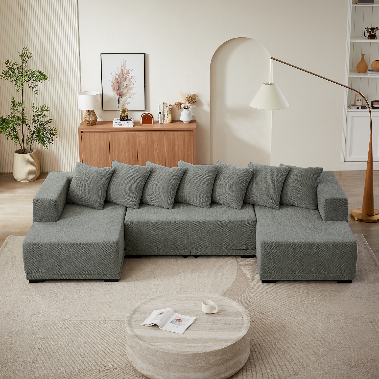 Streamdale Furniture Streamdale Chenille U-Shaped Sectional Sofa Luxury ...