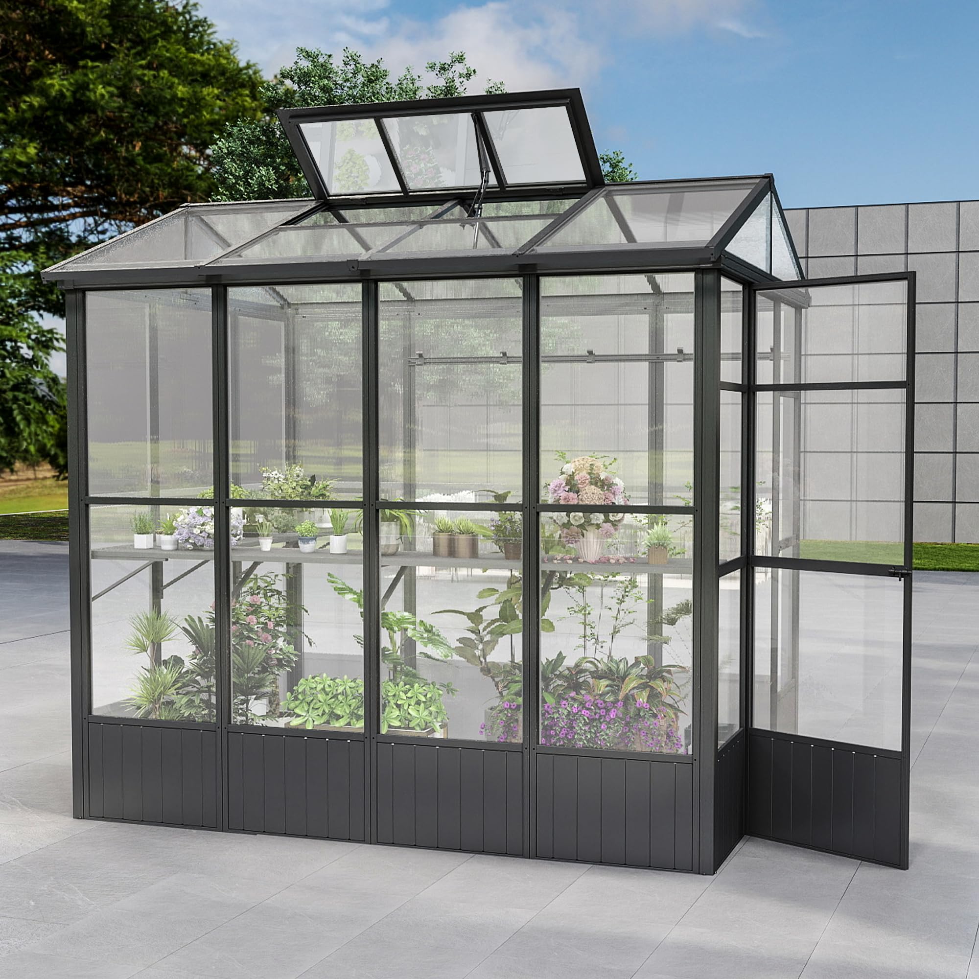 LOVMOR 6.5 x 8 FT Aluminum Polycarbonate Walk In Polycarbonate ...