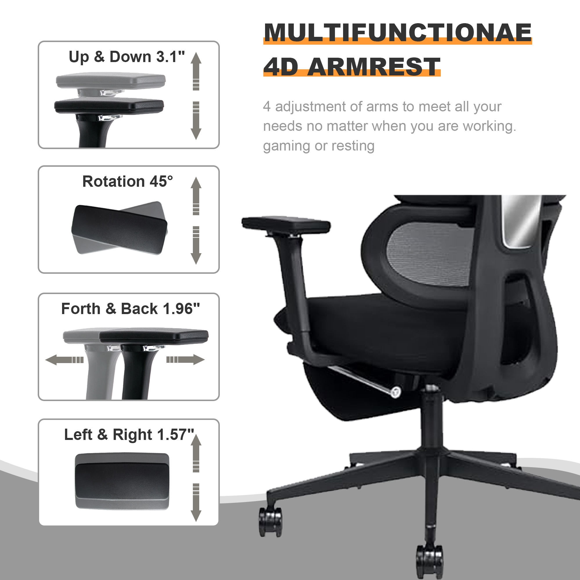 KTMBDW Ergonomic Office Chair - High Back Desk Chair with Dynamic ...