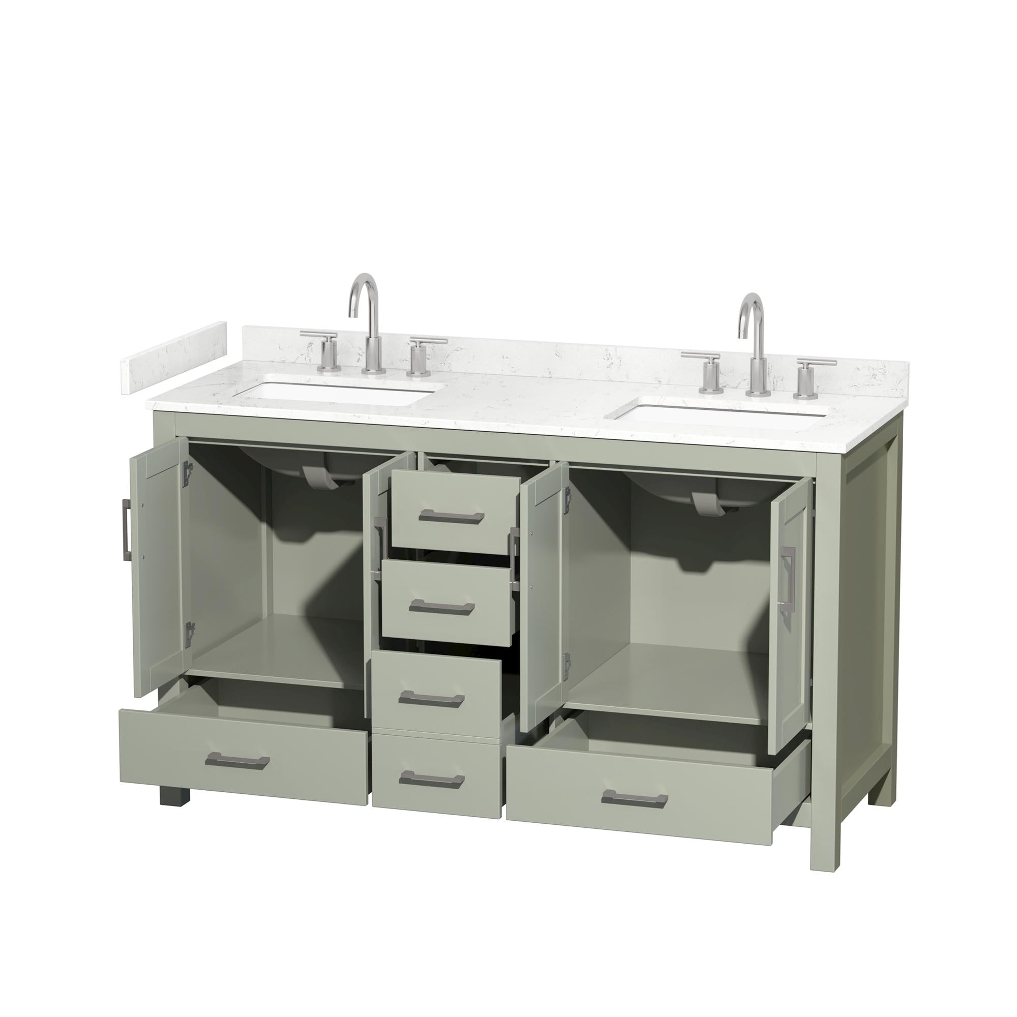 Wyndham Collection Sheffield 60-in Light Green with Brushed Nickel Trim ...