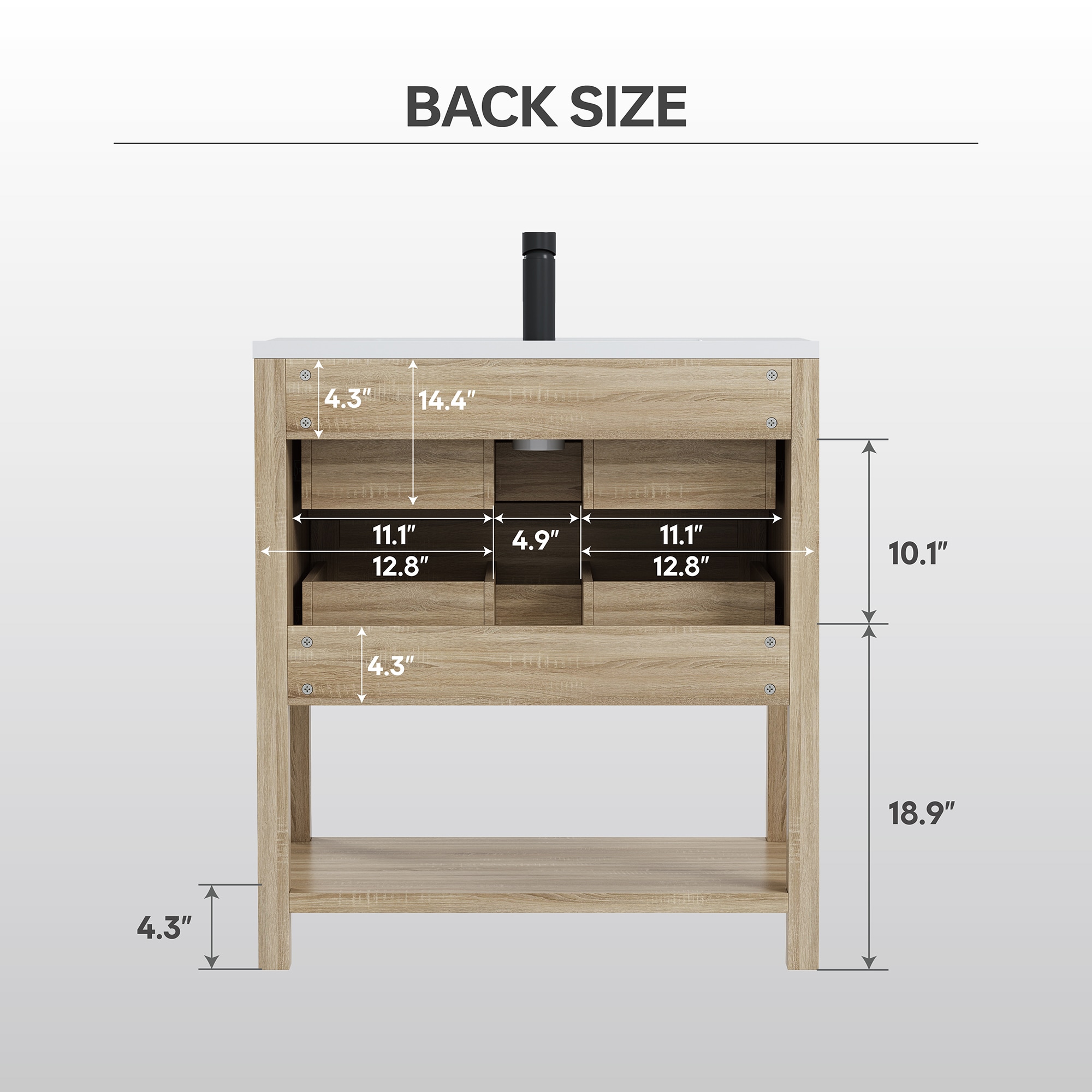 DELUXE LIVING Meltiva 30-in Light oak Single Sink Bathroom Vanity with ...