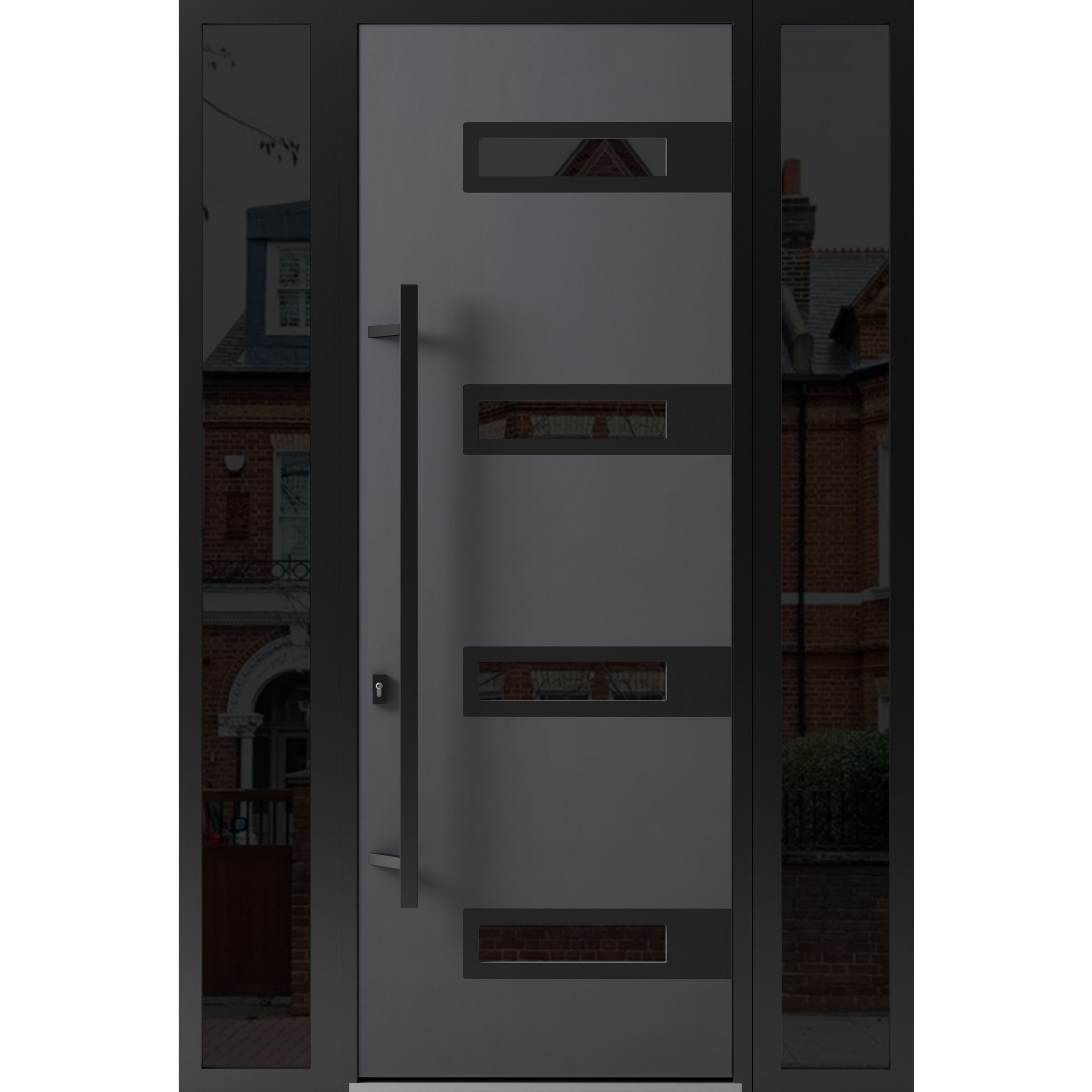 Vdom doors Front Exterior Prehung Steel Door - Ronex 0131 Grey - 2 Side ...