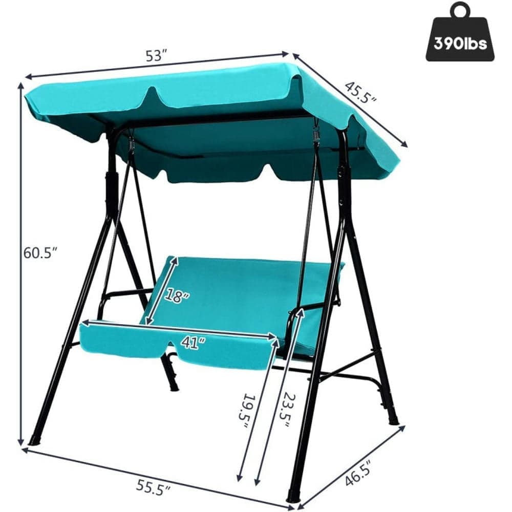 VERYKE Loveseat Cushioned Patio Steel Frame Swing Glider Patio Swing ...
