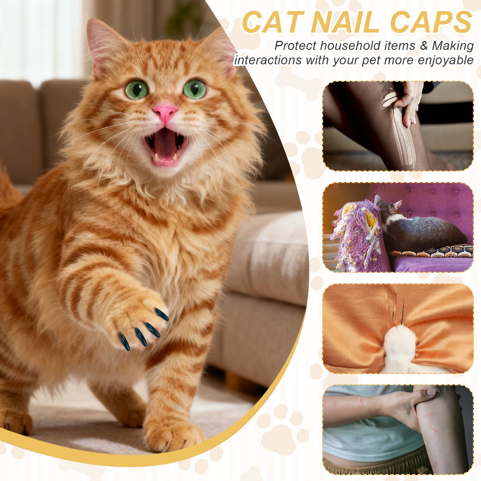 Unique Bargains 2 Sets Cat Nail Caps Cat Claw Covers with Adhesive Glue ...