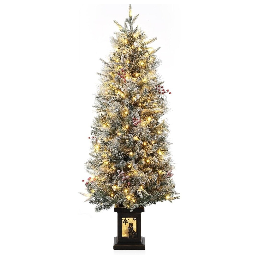 Garvee 4.5FT Pre-Lit Artificial Spruce Christmas Tree with 200 Warm ...