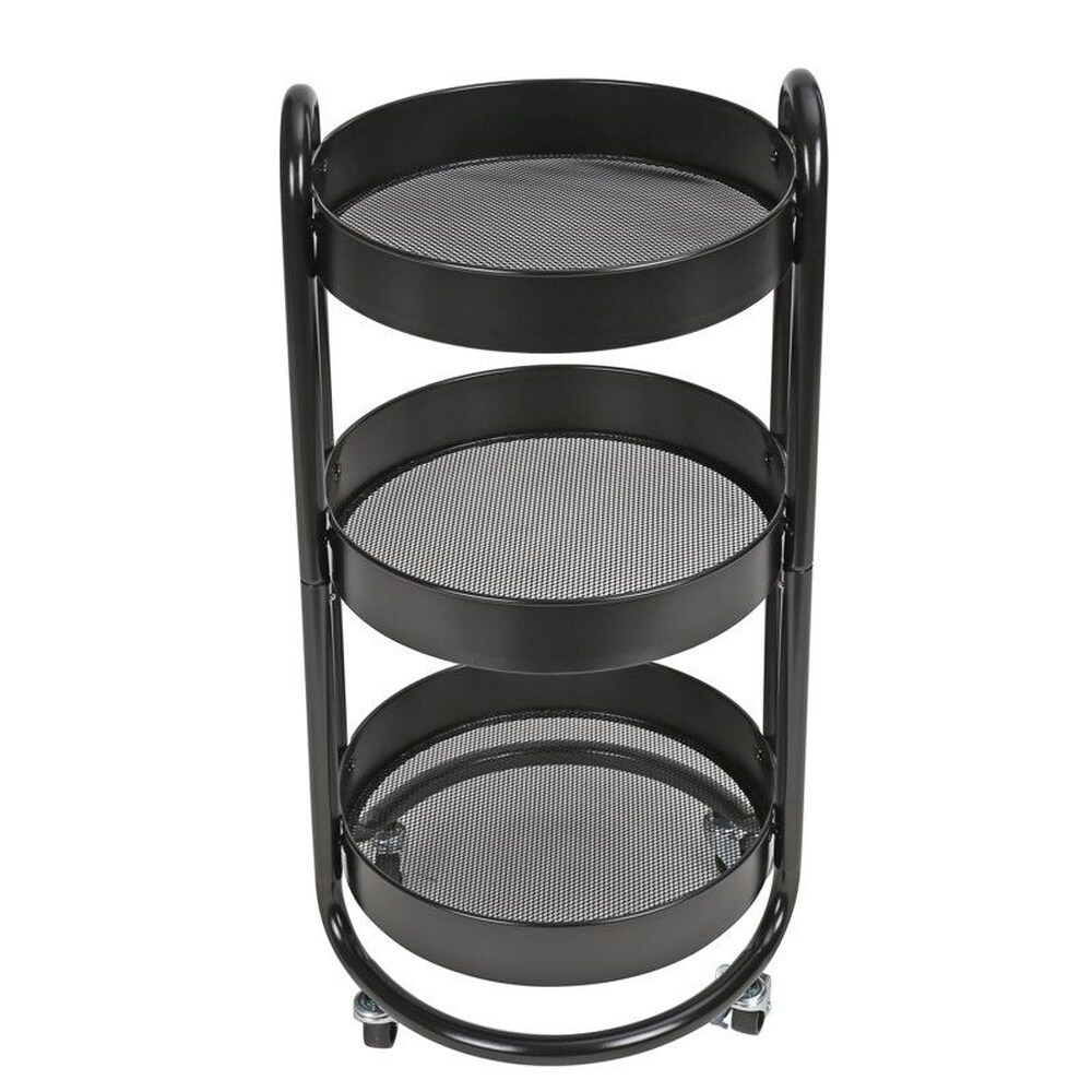 SPACELEAD 3-Tier Round Metal Utility Cart with Smooth-Rolling Casters ...
