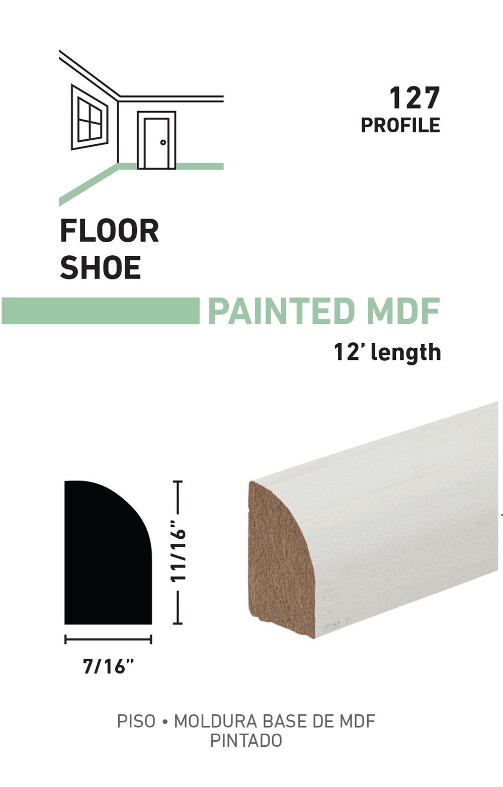 allen + roth 13/32-in x 3/4-in x 12-ft Painted MDF 275 Shoe Moulding in ...