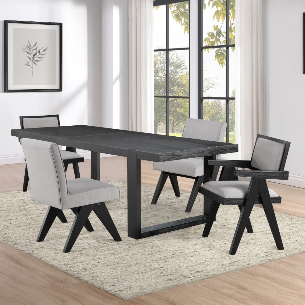 Steve Silver Yves and Magnolia Black Transitional Dining Room Set with ...