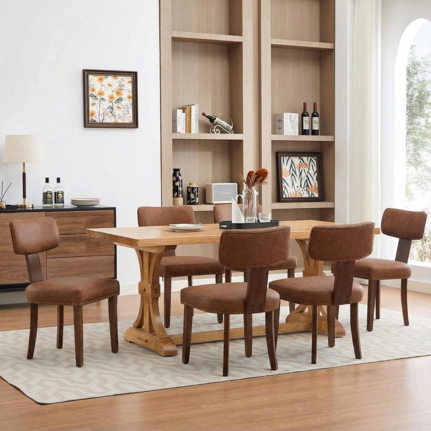 GAOMON 6 Pcs Armless Dining Chairs Curved Backrest + Wooden Legs ...