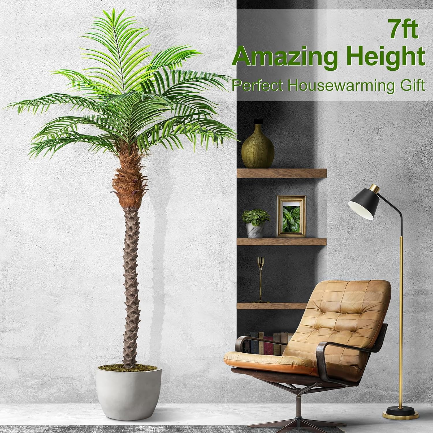 Boho Havens 7 ft Artificial Phoenix Palm Tree Indoor Outdoor Faux ...