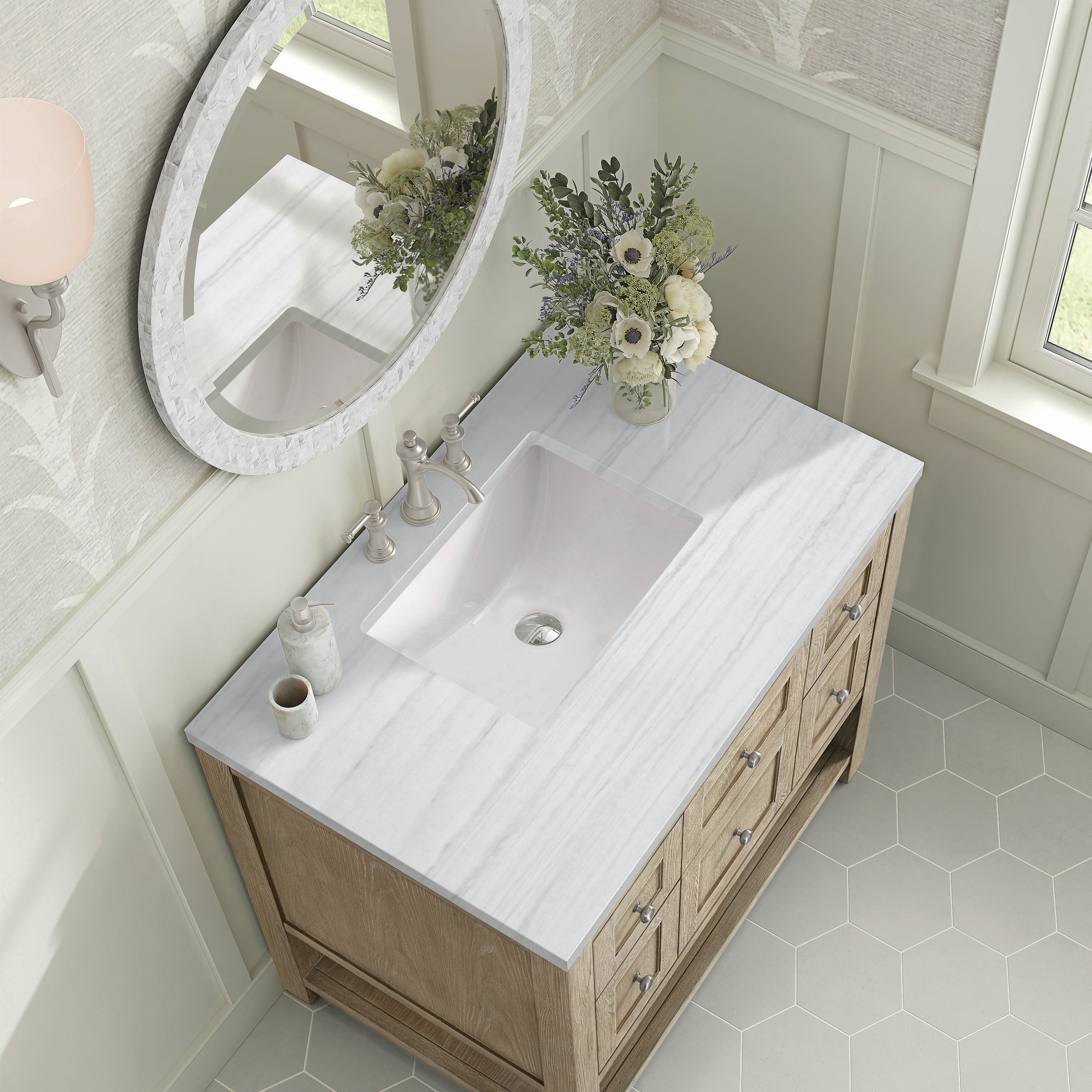 James Martin Vanities Breckenridge 36-in Whitewashed Oak Undermount ...