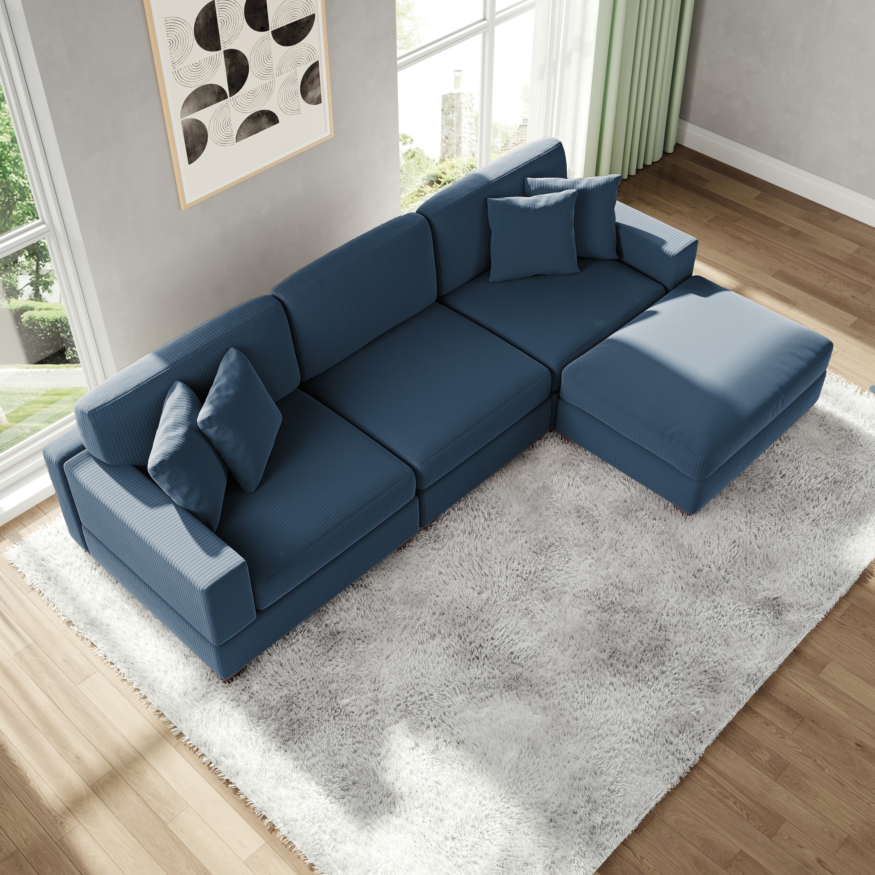 Dreamsidea 118 Inch L-Shaped Sectional Sofa Modular Sofa Corduroy Sofa ...