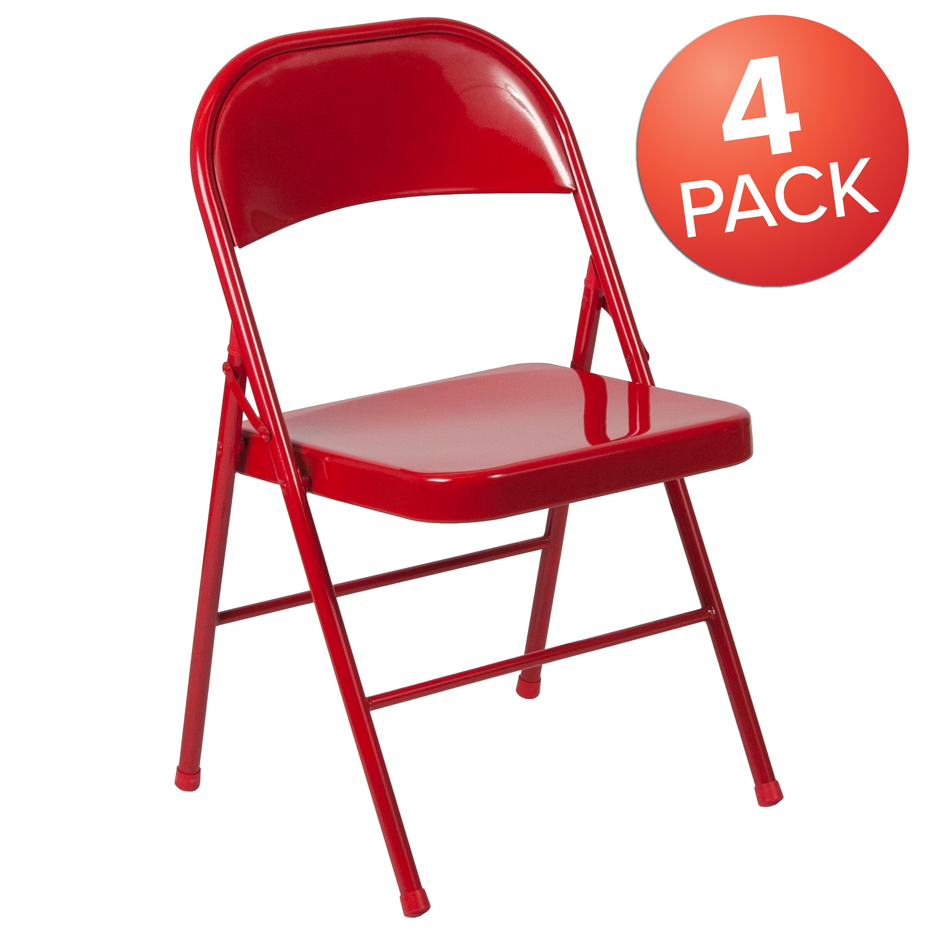Flash Furniture 4-Pack Red Standard Folding Chair with Solid Seat ...