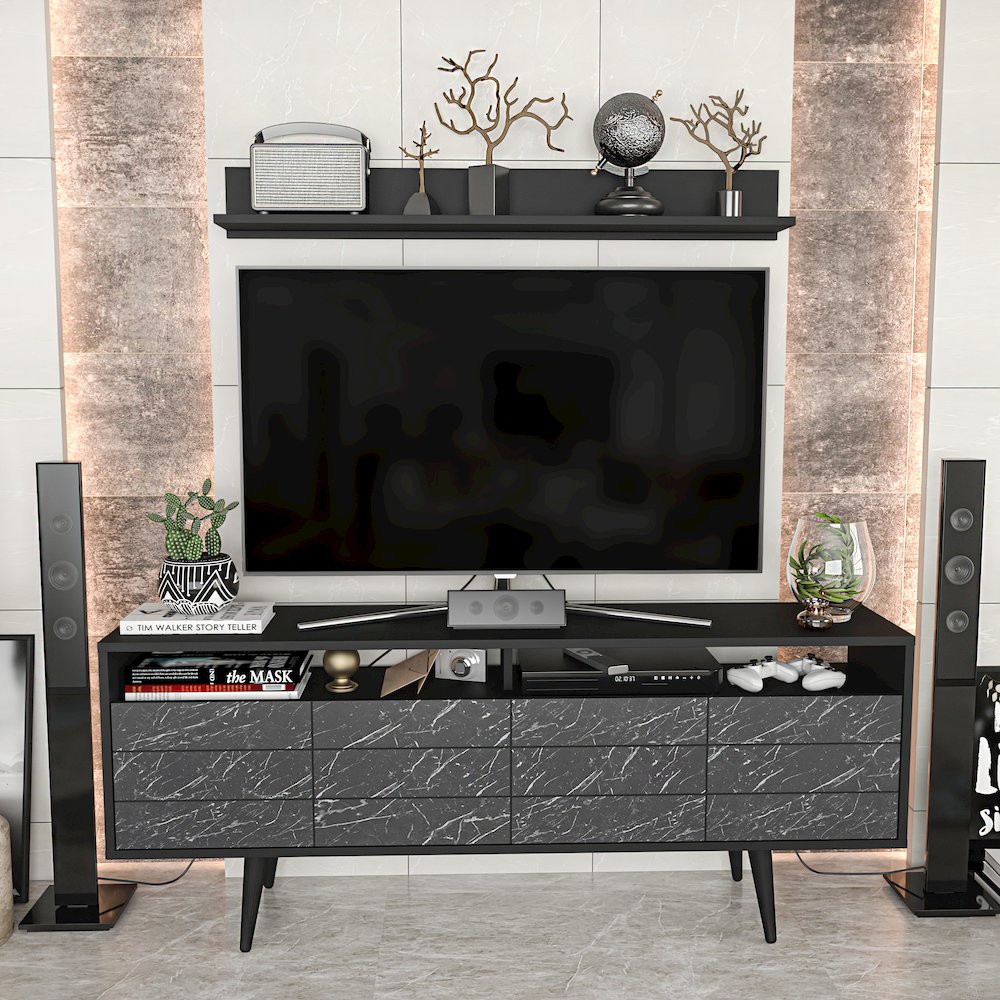 Decorotika Ola Tv Stand Black and Bendire Marble in the TV Stands ...