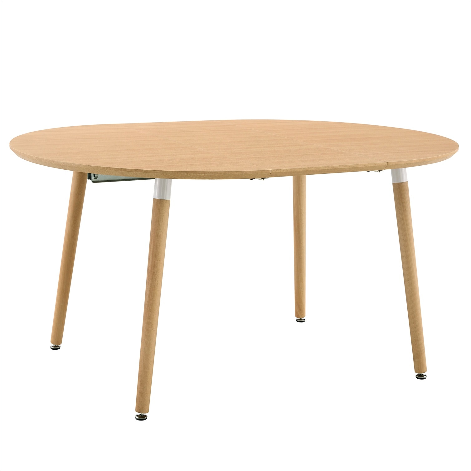 Watnature Extendable Round Dining Table with Self-Storing Leaf MDF Top ...
