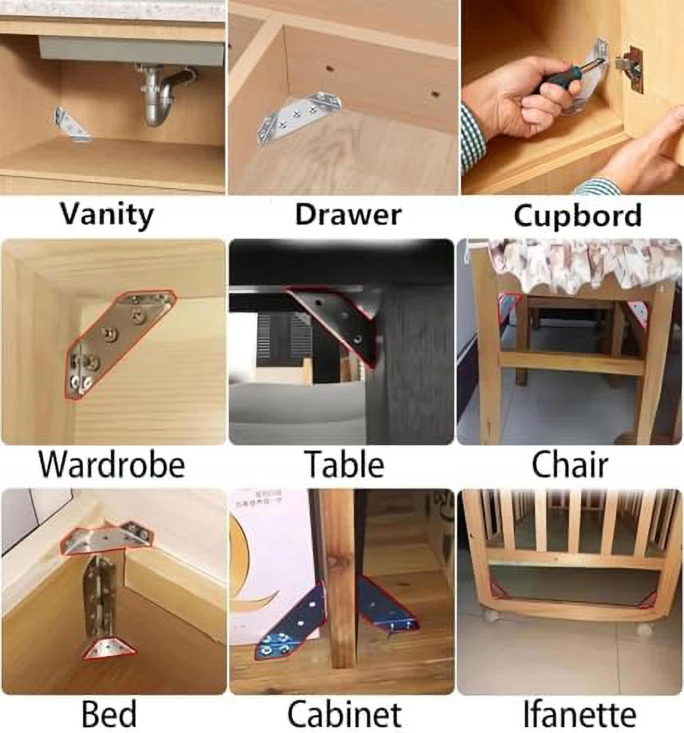 Etokfoks 20PCS Stainless Steel L Brackets for Wood Universal Angle ...
