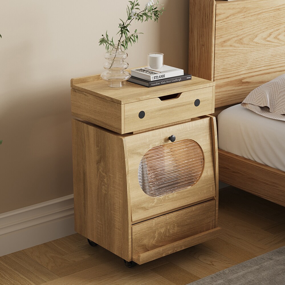 Homsee 360 Degree Rotating Nightstand with Touch LED Light Universal ...