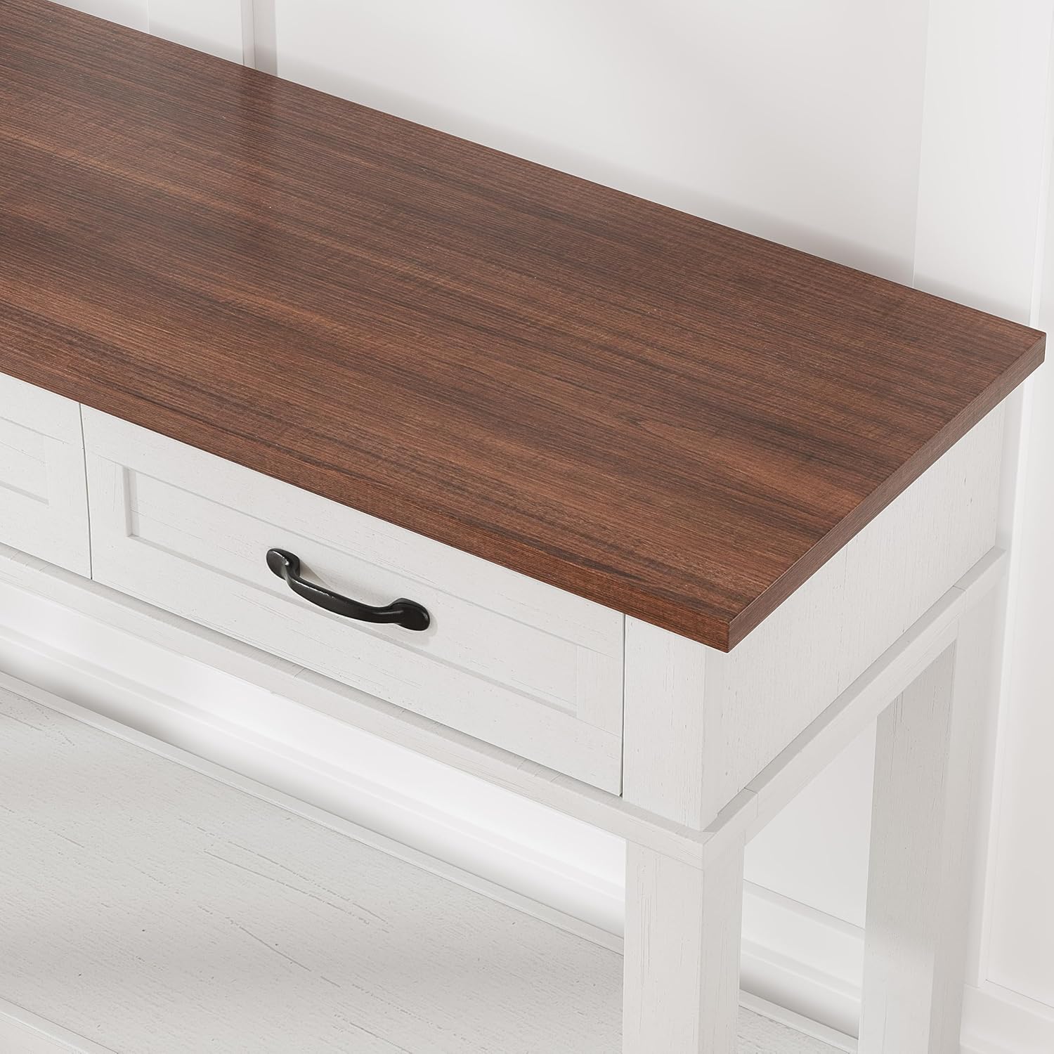 Garvee Farmhouse Entryway Table 2 Tier Console Table with 3 Storage ...
