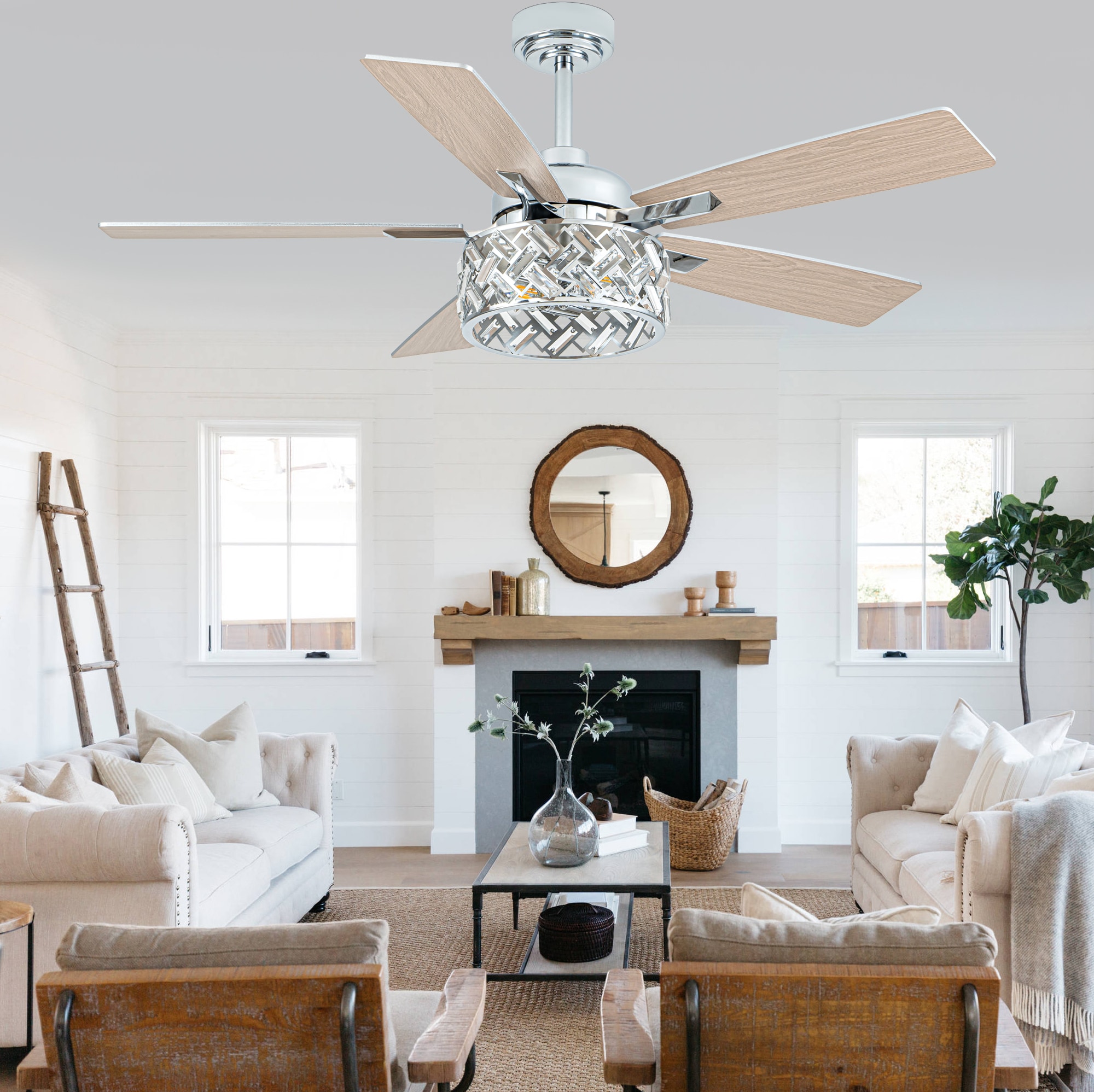 Bella Depot Modern 52-in Chrome with Silver Blades Color-Changing ...