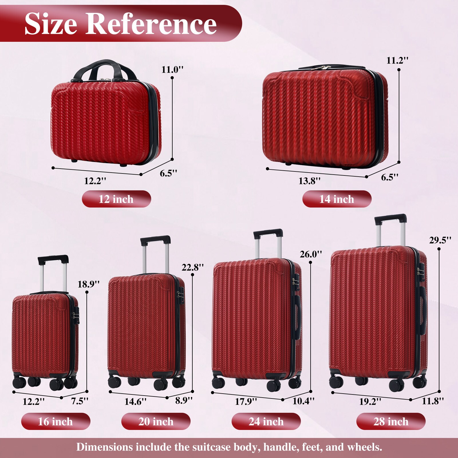 LUXEYARD 6 Piece Luggage Set Durable Hardshell ABS Suitcase Spinner ...