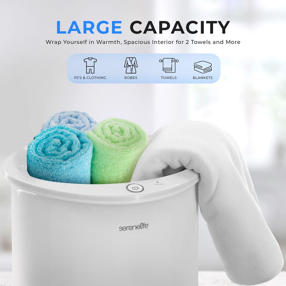 SereneLife Bucket Towel Warmers White Large Towel Warmer for Spa and ...