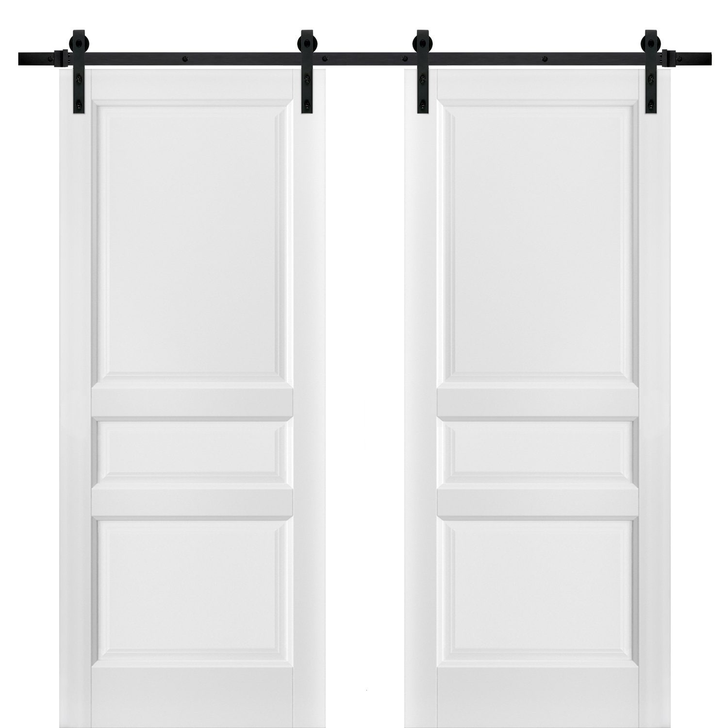 SARTODOORS Interior Double Barn Doors - Lucia 31 White Silk -Hangers ...